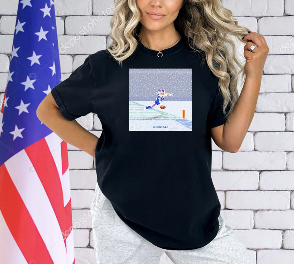 Josh Allen Flying Touchdown Snow Pixel Shirt