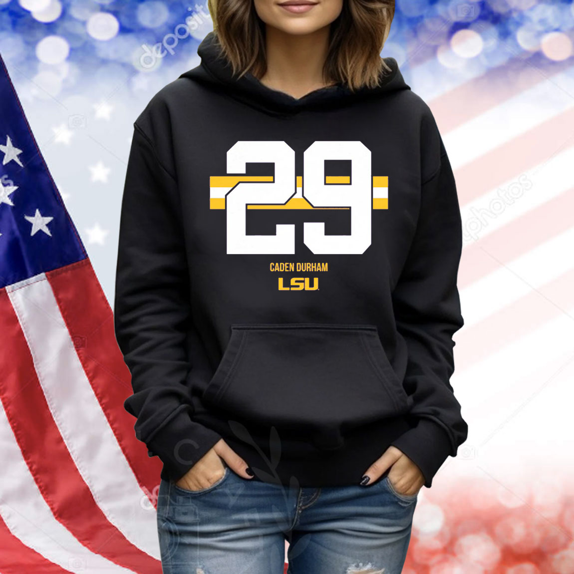 LSU Football Caden Durham 29 Stripe Shirt